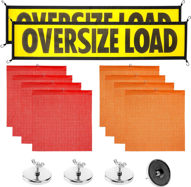 Oversize Load Flags, Red and Orange flags w/ Magnetic flag holders ...